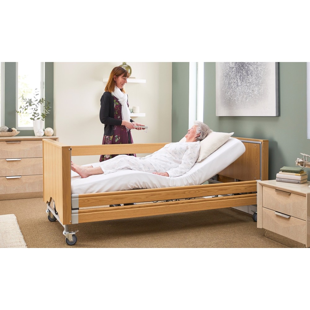 opera classic profiling bed – height adjustable wooden bed for home and care